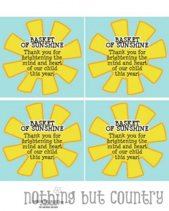 Basket of sunshine – End of the year teacher gift – printable tag ...